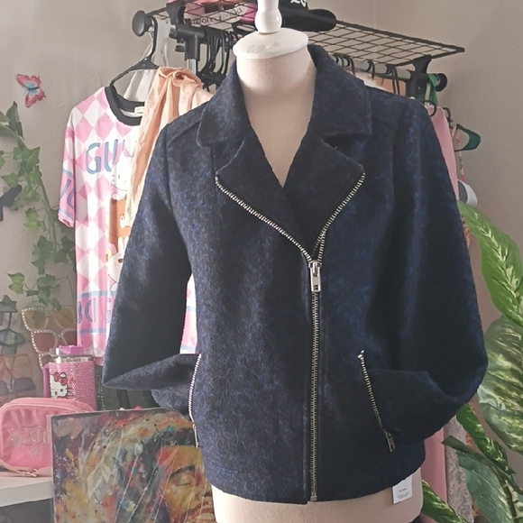 Jackets & Coats | Second Female Navy Blue Zipper Jacket | Poshmark